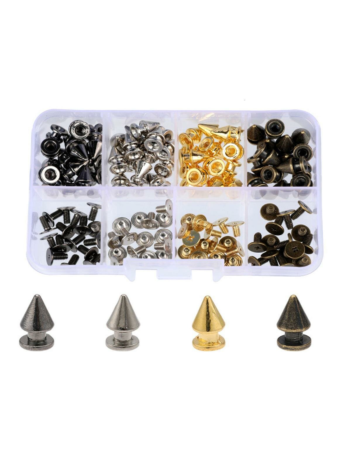 Кнопки-заклепки для кожи 6–10 мм, металлические, двойная шляпка, Набор 8