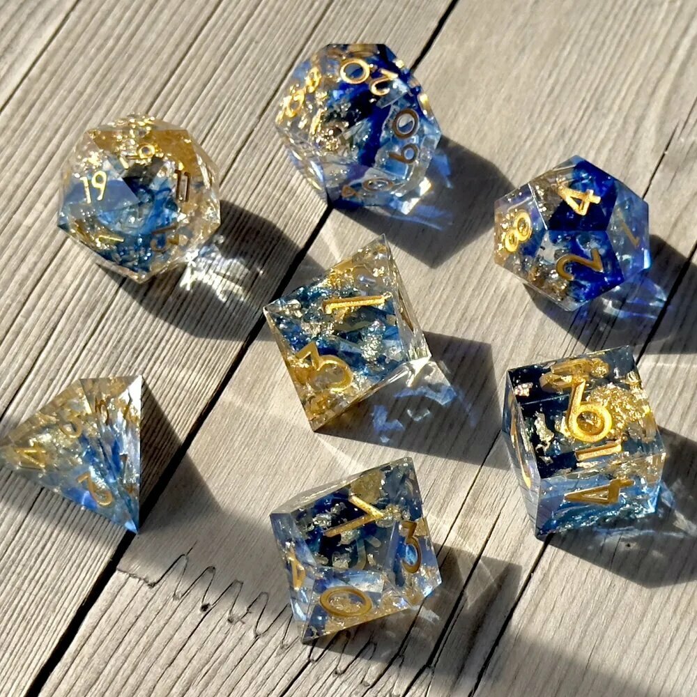 Дайсы ручной работы (игральные кости, кубики), ДнД, Dungeons and Dragons, Pathfinder RPG (набор 7шт) Light Warp