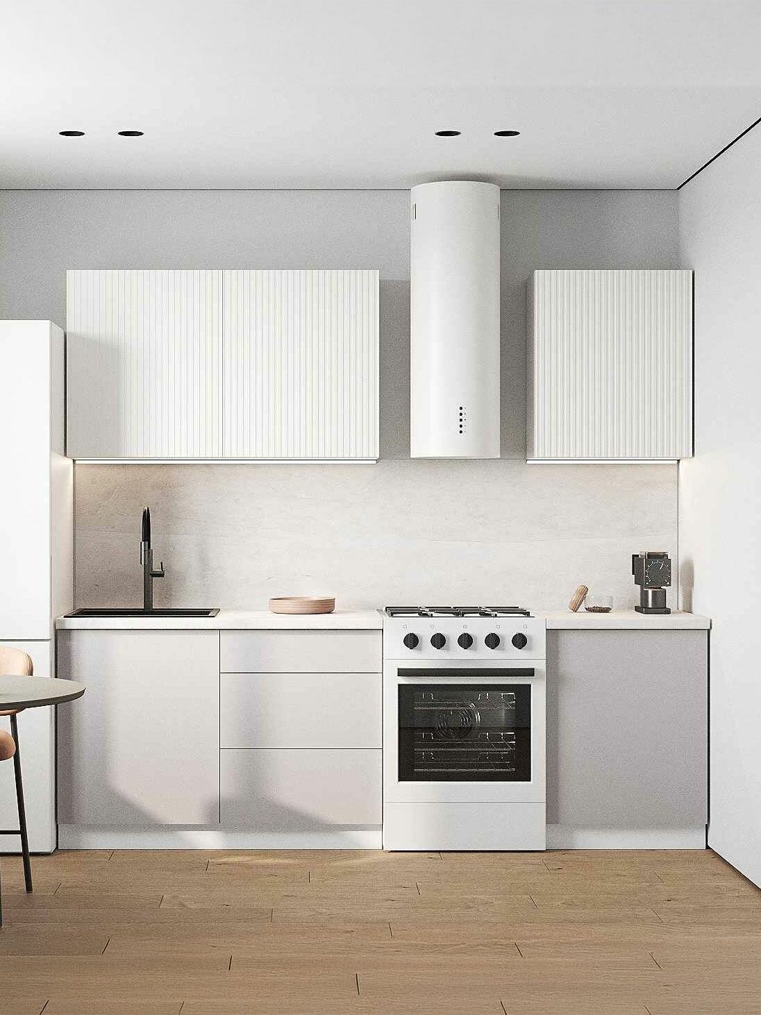 Кухонный гарнитур Комби 1.8 м, мебель для дома и кухни, Белый / Бланж / Нео