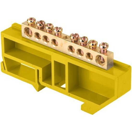 Шина нулевая (кросс-модуль) Ekf N 6х9 8 отвер. латунь желт. изолятор на DIN-рейку PROxima, sn0-63-08-dz