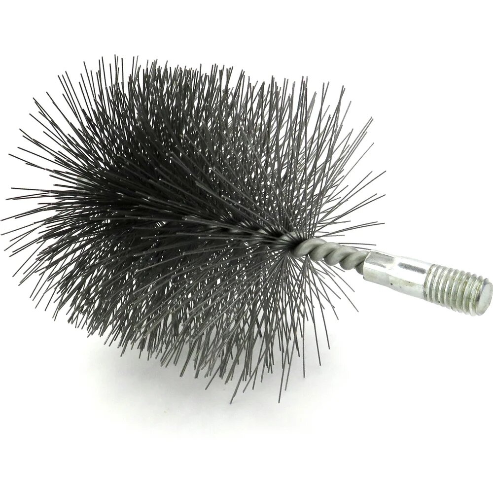 Щетка ерш трубный EuroBrush Д100, ворс сталь 0,50, посадка М12 резьба (14-600) кордщетка ершик, очистка технологических отверстий, котлов, чистка теплообменников прочистка дымоходов, труб EB-T100ST