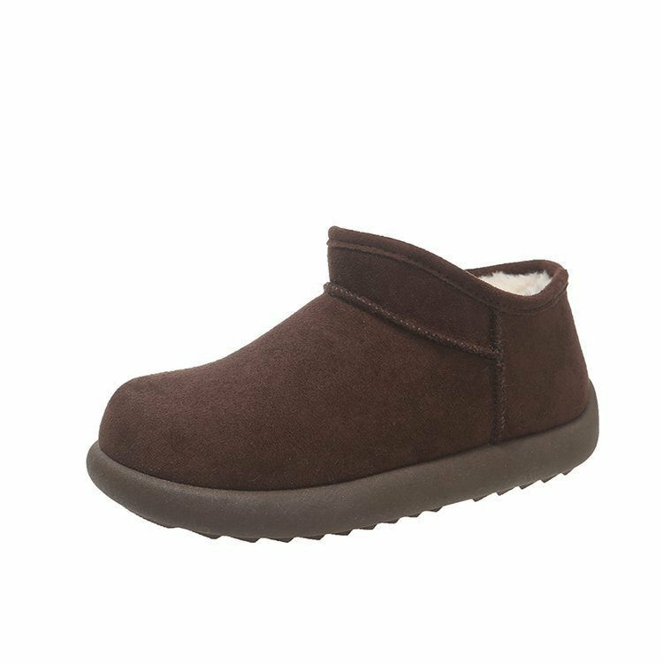 ВесКеды ИзнСтой AIS Ботинки Женщины Зима Флис Повышенной подошвой Нескользкий Британский стиль Снежные ботинки/Coffee color