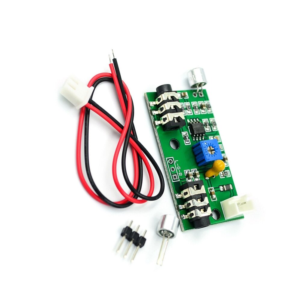 Модуль усилителя микрофона звукоснимателя постоянного тока от 2,6 до 10 В с регулируемым коэффициентом усиления