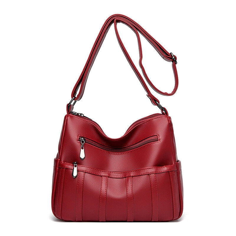 Textured women's bag This year's soft leather multi-layer versatile shoulder crossbody bag large capacity middle-aged and elderly mother's bag