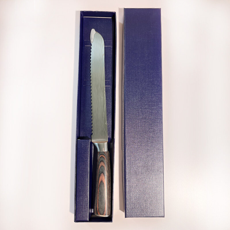 Набор ножей с дамасским узором, стальные ножи с цветной деревянной ручкой, лазерный узор, поварской нож, фруктовый нож, кухонные ножи для дома