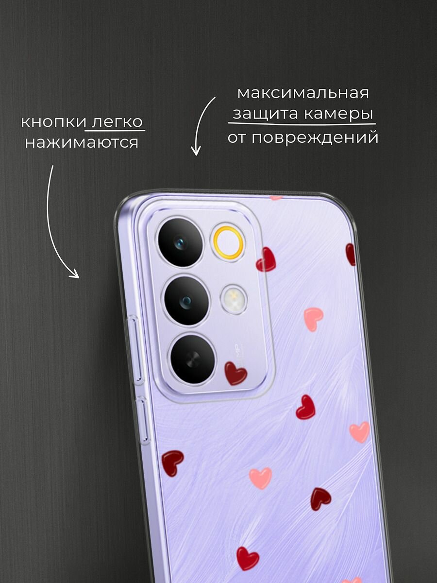 Силиконовый чехол на Realme C85 Pro / Реалми C85 Про с принтом Бордовые сердечки 2 — фото 1