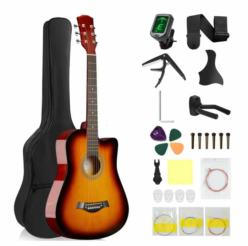 2025 Оптовая продажа от фабрики 38inch Гитара Полный набор аксессуаров / Укулеле Маленькая гитара 21inch Акустическая гитара