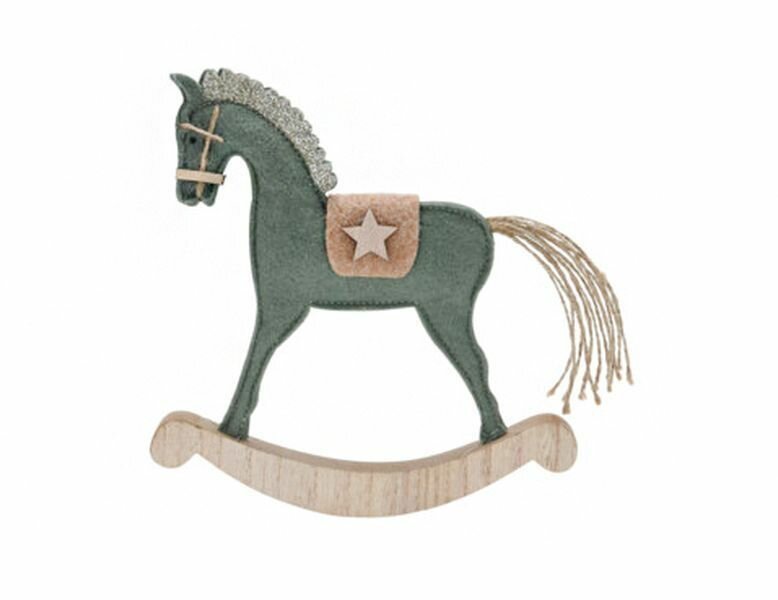 Декоративная фигура лошадка-качалка лорен, текстиль, дерево, серая, 22 см, Koopman International GR9121290-2