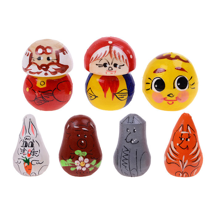 Пальчиковый театр ИП Абдуллина "Колобок" 7 шт по 3 см, разноцветные