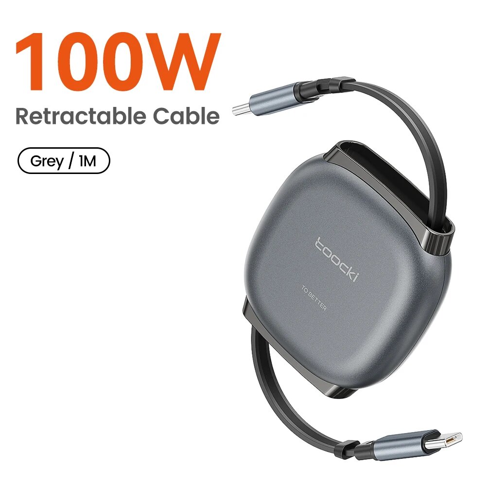 Toocki Тип C к USB C 100 Вт Выдвижной кабель 480 Мбит/с Кабель Fast Chaerger Мини-размер для iphone 16 15 Pro Max Кабель для передачи данных Samsung