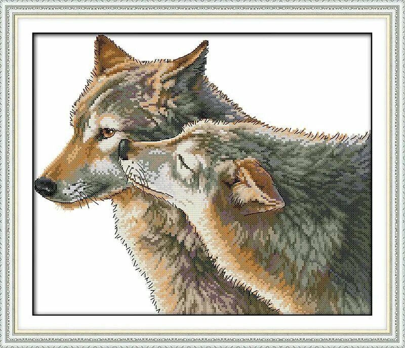 NKFвышивка крестом наборы, Схема на 14CT "Поцелуй волка",41*35CM