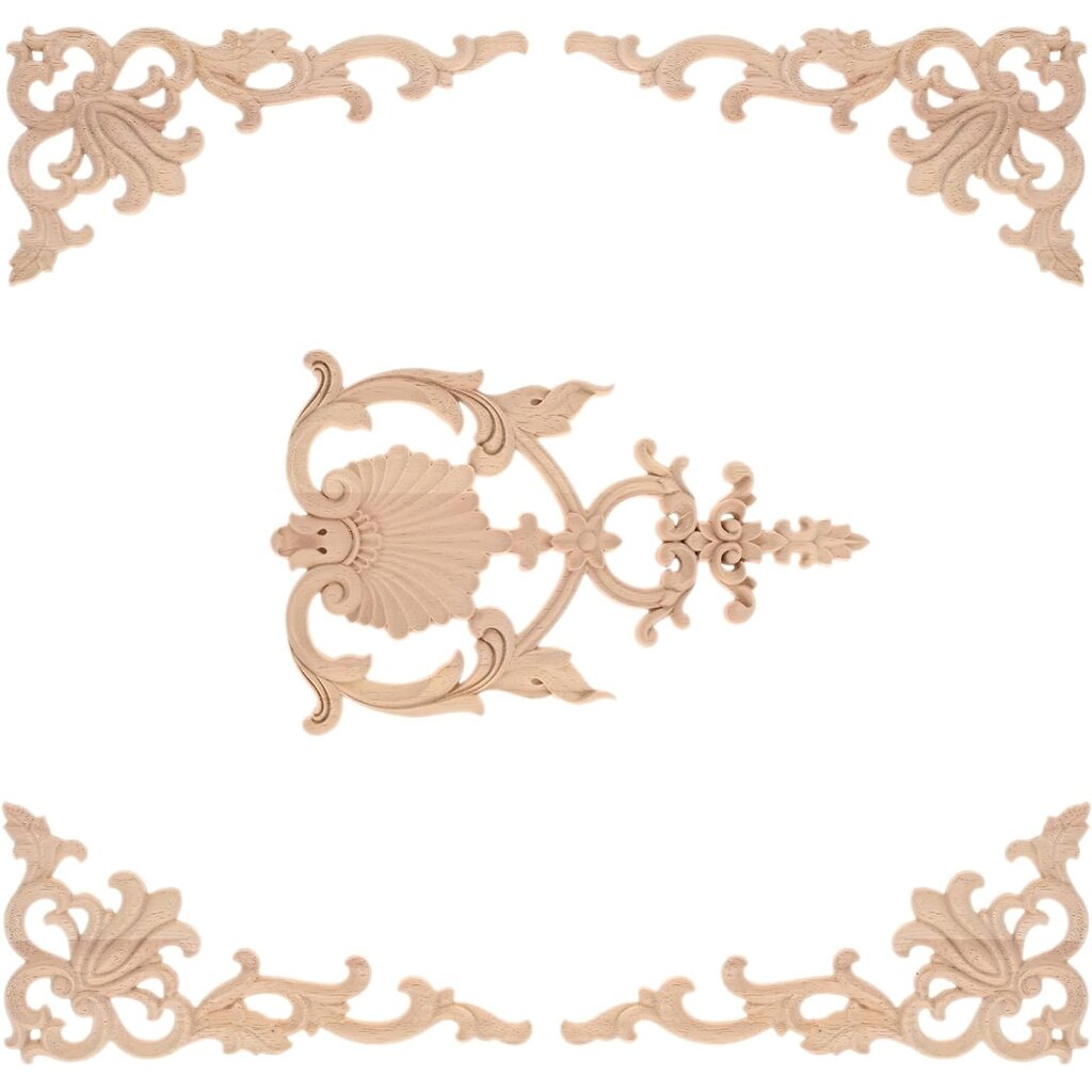 Аппликации с Неокрашенной Резьбой по Дереву для Улучшения Домашней Мебели "Сделай Сам", Обновленные Декоративные Накладки Ручной Работы, Угловые Наклейки
