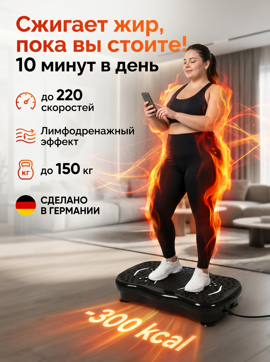 Виброплатформа для похудения 150 кг тренажер кардио степпер, пульт, чёрный, с Bluetooth