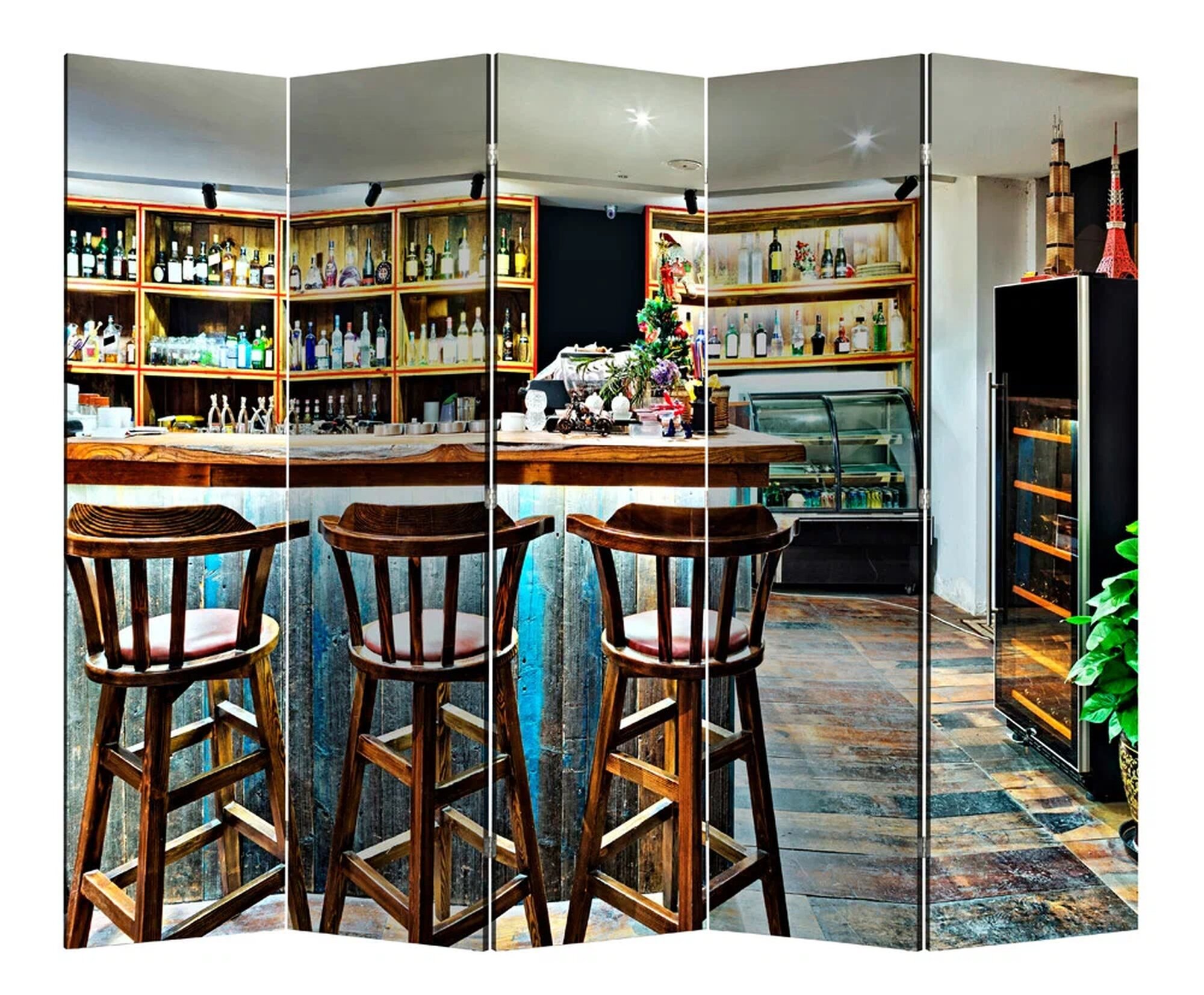 ПВХ ширма перегородка для зонирования Бар - 5, размер 177х235/47 см