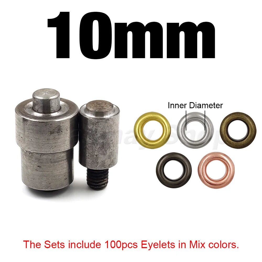 Люверсы металлические 3-14 мм, набор 100 шт. 10mm