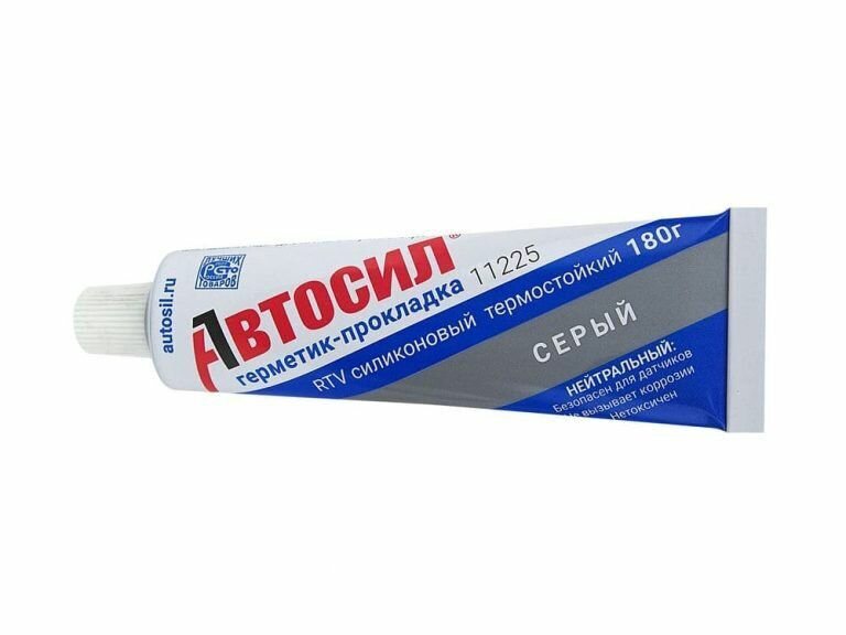 Герметик-прокладка автосил 11225-180 силиконовый серый, термостойкий Казанский автомобильный, 180 гр.