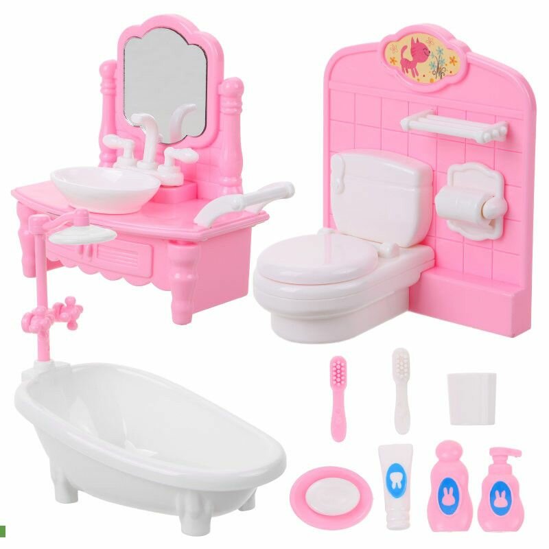 Кукольный домик туалет ванна мини мебель аксессуары ребенок миниатюрный душ игрушки для ванной маленький декор