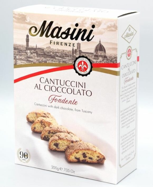 Печенье Masini "Cantuccini", с шоколадом, без пальмового масла, 200 грамм