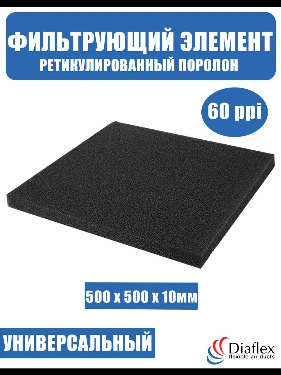 Фильтр. элемент, ретикулированный поролон 500x500x10мм 60ppi