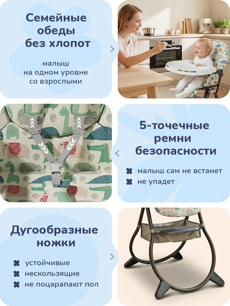 Стульчик для кормления детский с корзиной для игрушек — фото 1