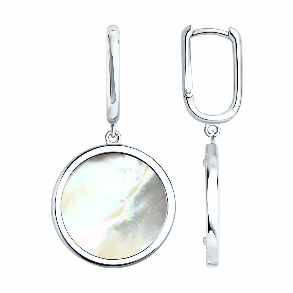 Серьги, серебро, 925 проба, родирование, перламутр