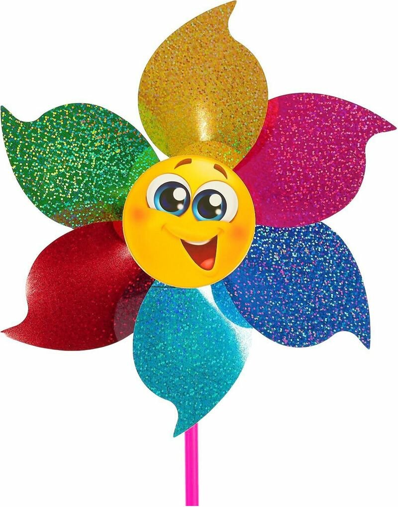 Детская игрушка ветерок "Смайл" для игр на улице, ветрячок для детей, вертушка на палочке, 35 см