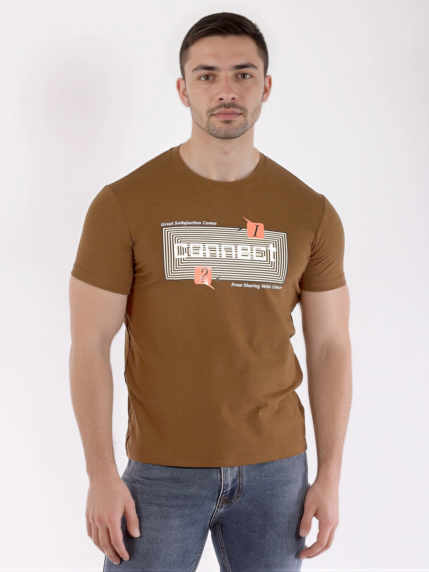 Футболка мужская с принтом,прямой крой с лайкрой