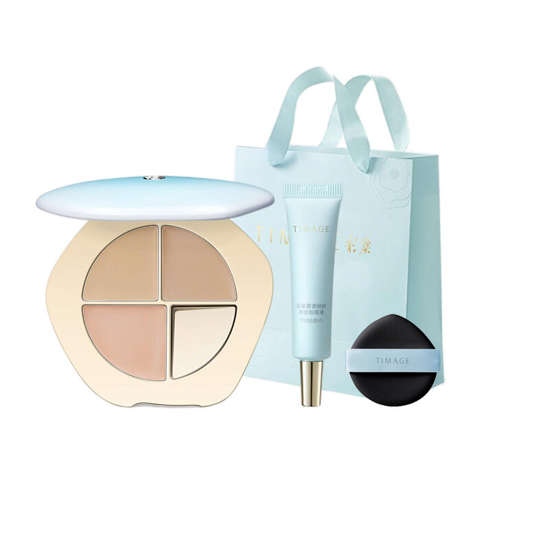 Палетка корректора триколорная женская TIMAGE, увлажняющая осветляющая, 5 г, с пуховкой, арт. 1438690282