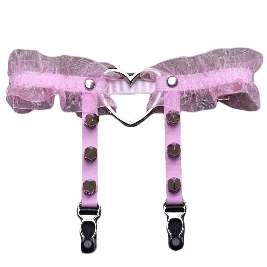 Женский Обтягивающий Пояс-Подвязка из Кружев с Металлическими Сердцами