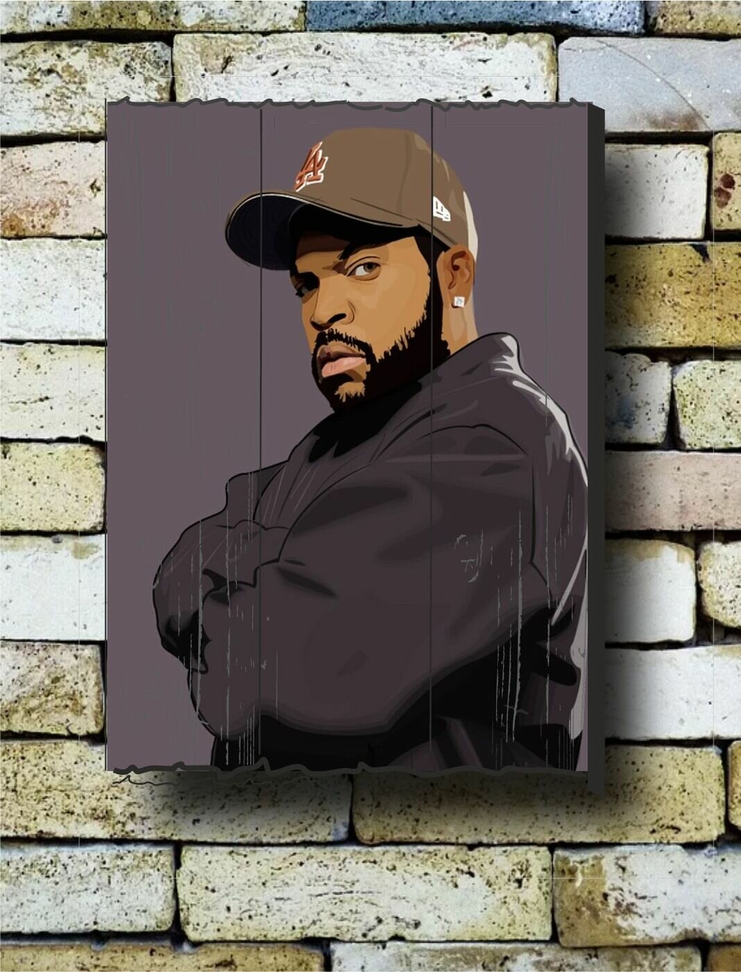 Картина на досках "Рэп. Рэпер. Ice Cube Westside. Гангста рэп айс куб"