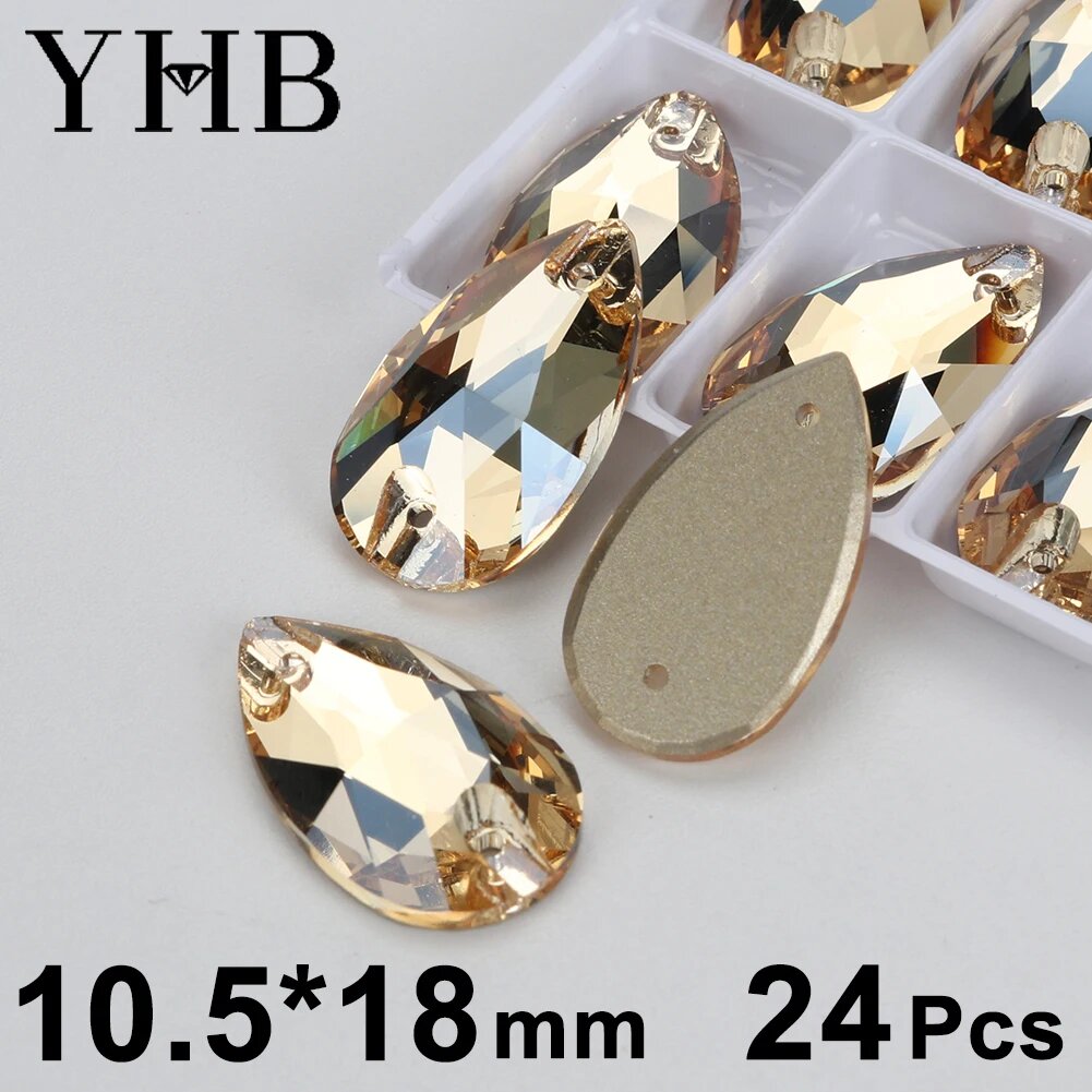 Стразы YHB Drop 10.5X18mm Golden Shadow