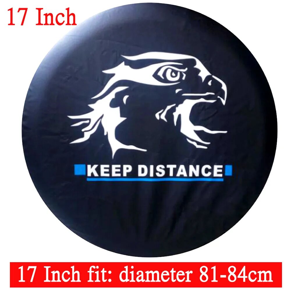 Черный чехол на запасное колесо 17 дюймов, "Keep Distance"