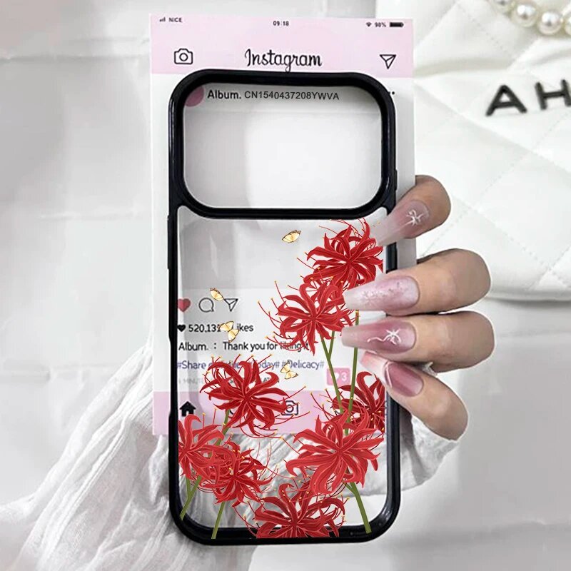 Чехол для телефона с рисунком бабочки и лаванды Higan Flower для iPhone 17 Pro, 16, 13, 15, 17 Air, 14, 12, 11, XR, XS Max, 7, 8 Plus, розовый, прозрачный, жесткий чехол-накладка