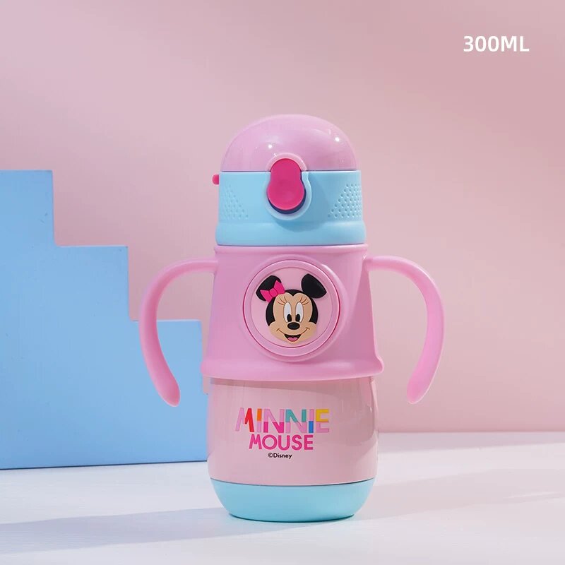 Детская термос-чашка Disney 300 мл розовый рисунок 'Minnie' с ручкой из нержавеющей стали 316