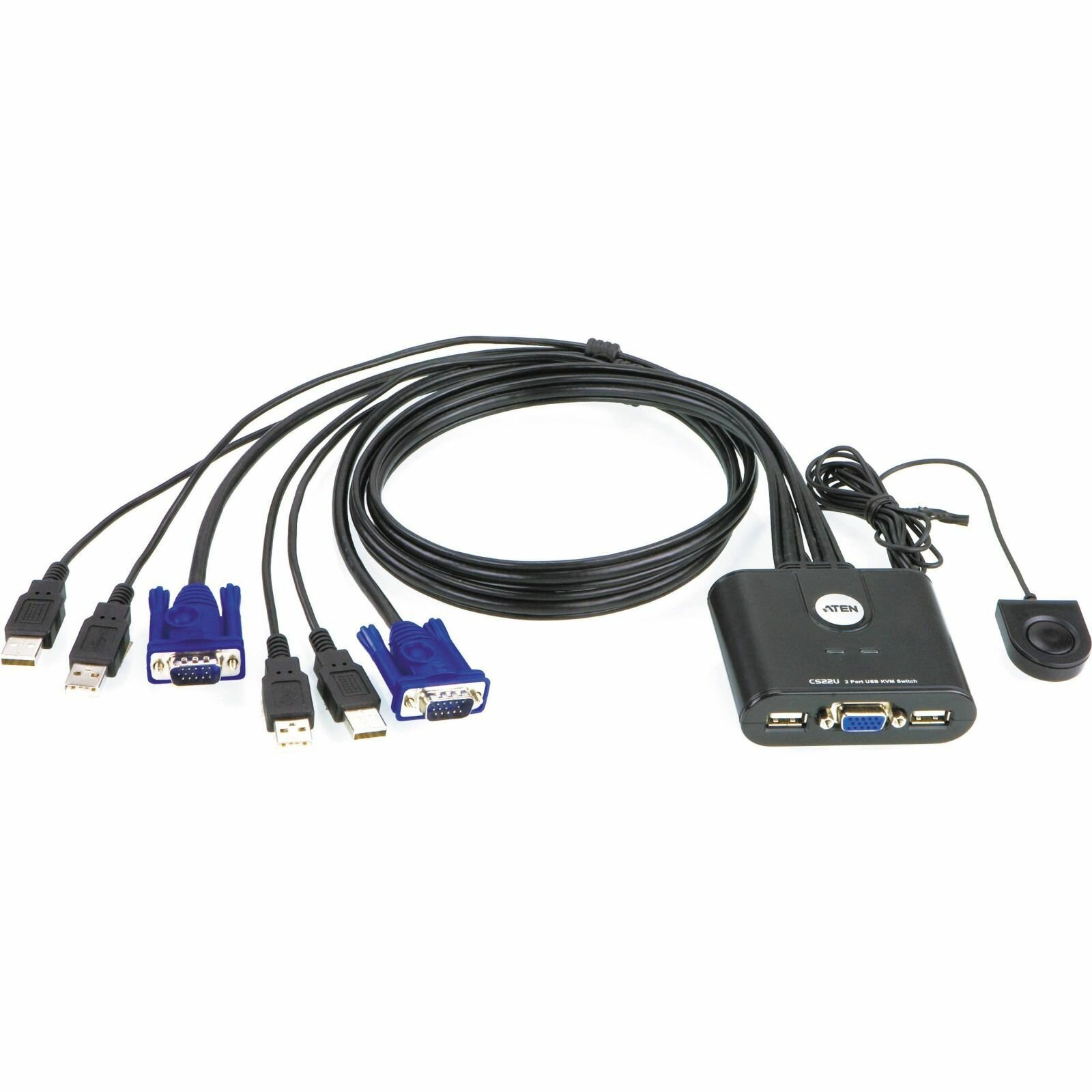 Aten CS22U-AT KVM-переключатель 2-портовый USB VGA Cable с пультом выбора порта