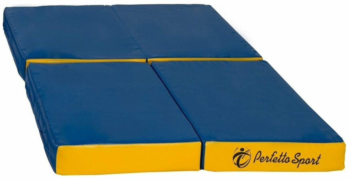 Мат гимнастический Perfetto sport Мат № 11 (100 х 100 х 10) складной 4 сложения " сине/жёлтый