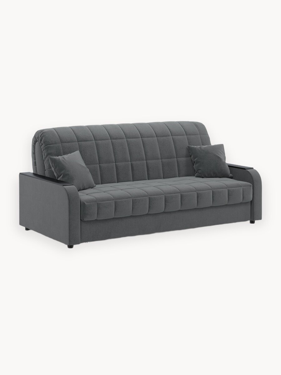 Диван-кровать раскладной, аккордеон MOON FAMILY 044, темно-серый велюр, 183х104х90 см, спальное место 160х200 см, независимый пружинный блок