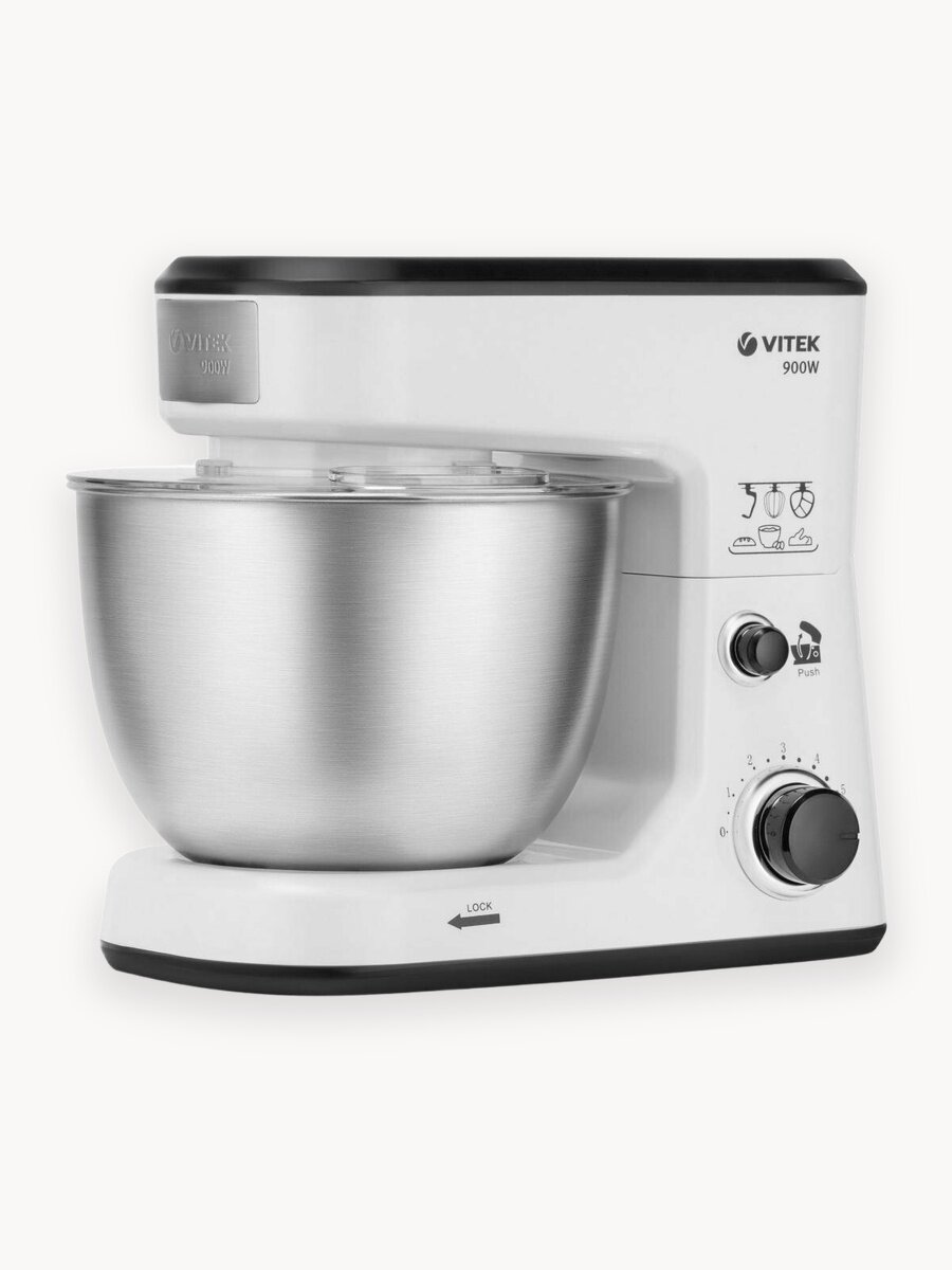 Кухонная машина Vitek VT-1438, планетарный миксер, нержавеющая сталь, 900Вт, 6 скоростей