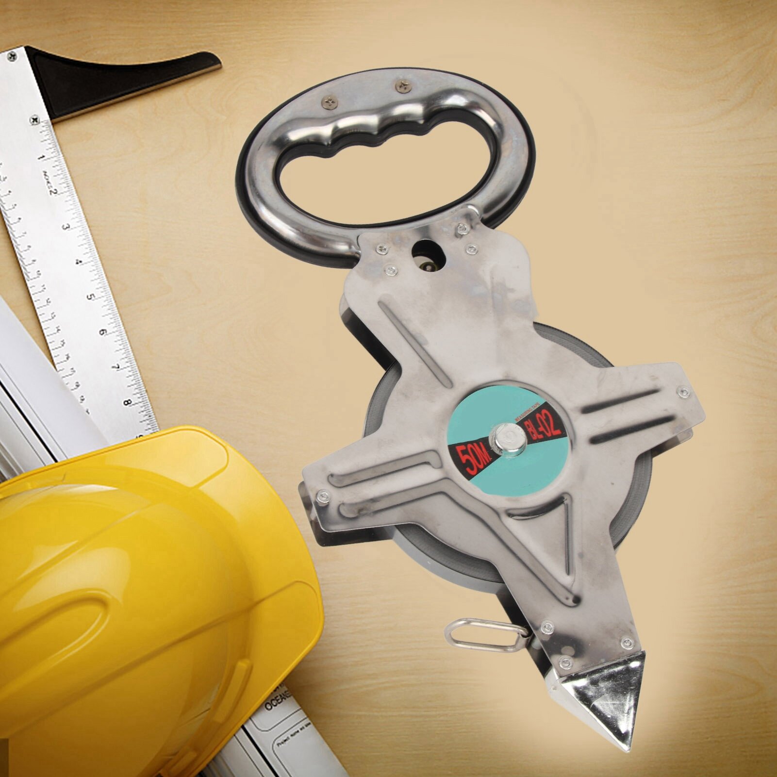 Ретрактивная линейка: Длина 50 м Корпус из нержавеющей стали Быстрое сворачивание Метрическая линейка - Четкая шкала Эргономичная рукоять Строительный инструмент for Строительство Геодезия Домашнее измерение