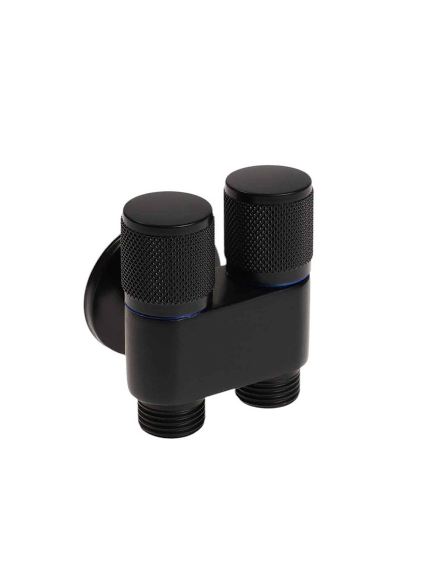 Кран двойной ZEIN engr, 1/2" х 1/2", два вентиля, кран-букса керамика, нерж. сталь, черный