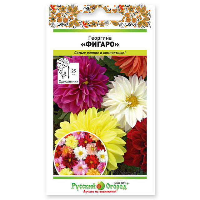 Георгина Фигаро смесь семян 0,2г для садовой посадки и декоративного цветения