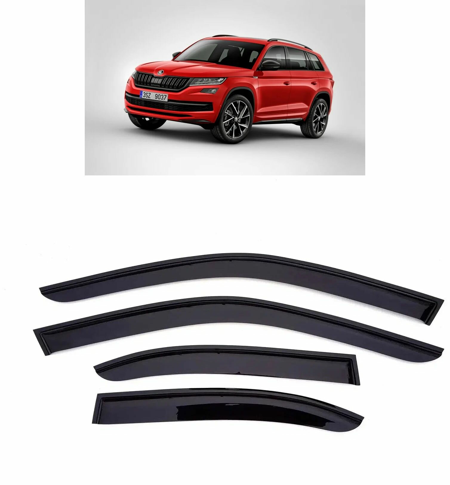 Дефлекторы боковых окон SKODA Kodiaq Шкода Кодиак (2016-2022)