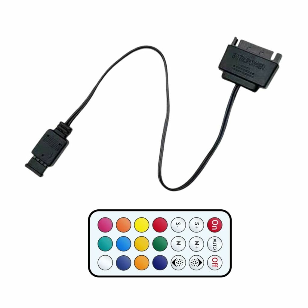 Компьютерные кабели,5V 3PIN на SATA светодиодный переходник с пультом - черный, 1 комплект
