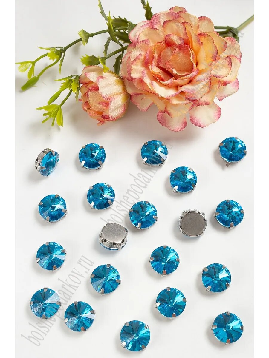 Стразы пришивные 12 мм Круг (10 шт)