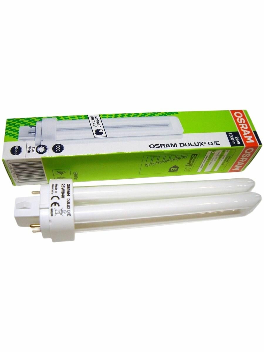 Лампа энергосберегающая КЛЛ 26Вт Dulux D/E 26W/830 4p G24q-3 Osram