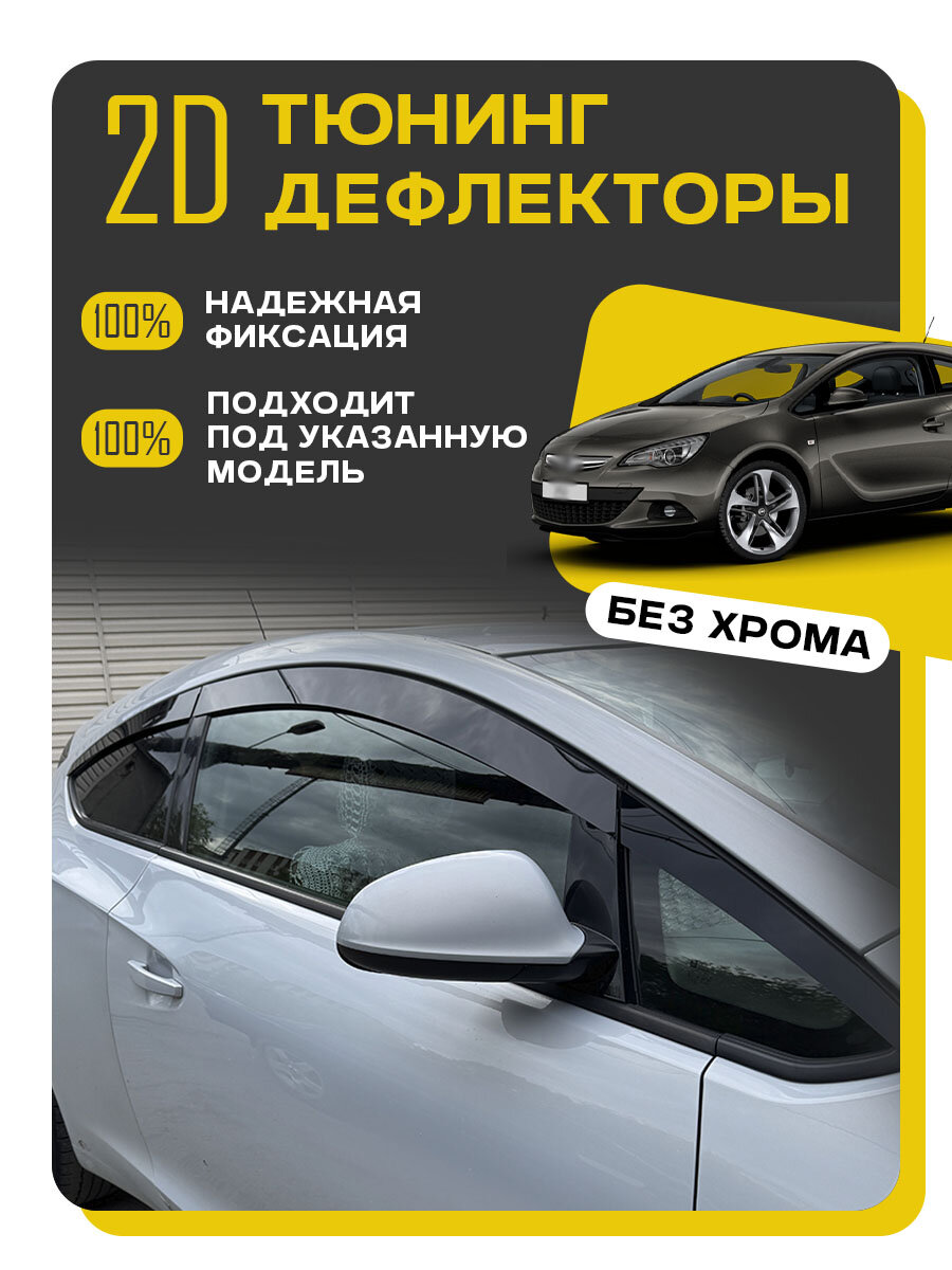 Плоские тюнинг дефлекторы для окон Opel Astra J GTC (2009-2018) Ветровики для Опель Астра J. Комплект 6 шт.