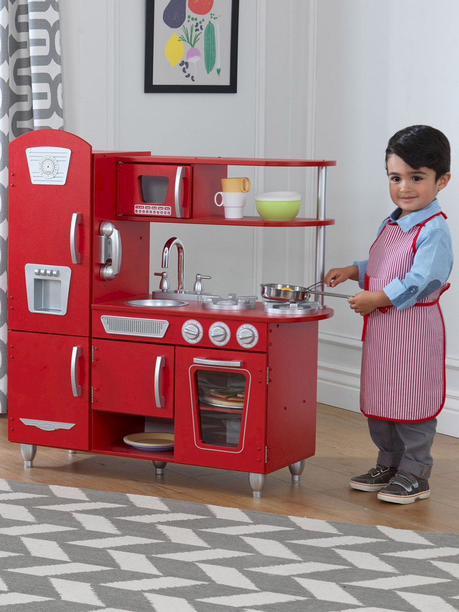 Кухня из дерева детская игровая KidKraft "Винтаж", цвет Красный 53173_KE