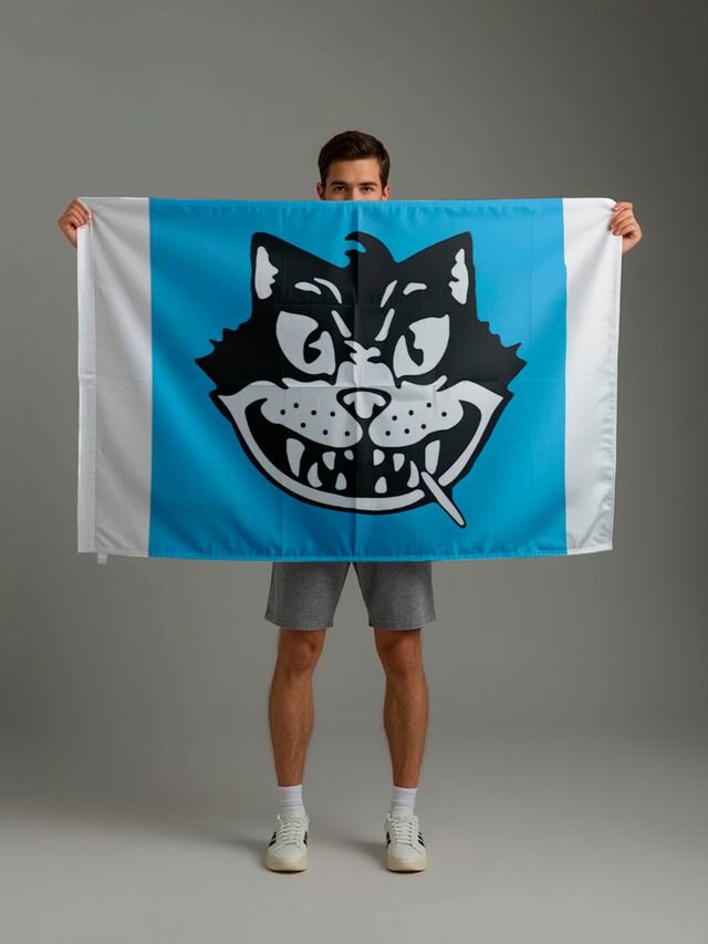 Флаг Атомных Котов Fallout 4 Фоллаут, 90х135 см на шёлке для ручного древка