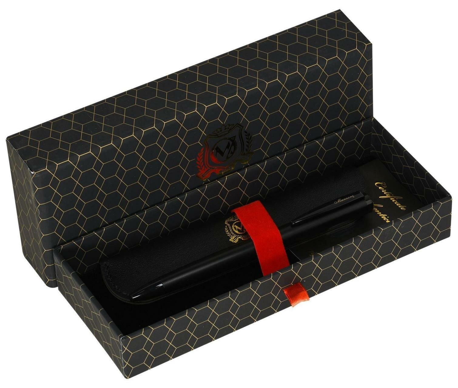 Ручка 1 шт шариковая подарочная Manzoni Rimini синяя 1 мм, корпус металлический золото