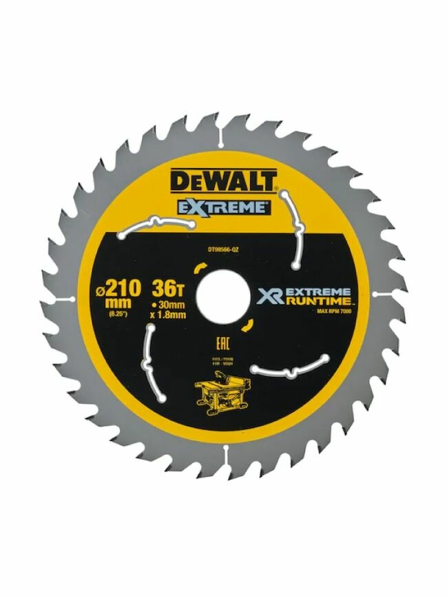 Диск пильный по дереву "DeWalt" 210х30х1,8мм. 36з. EXTREME Runtime DT99566-QZ